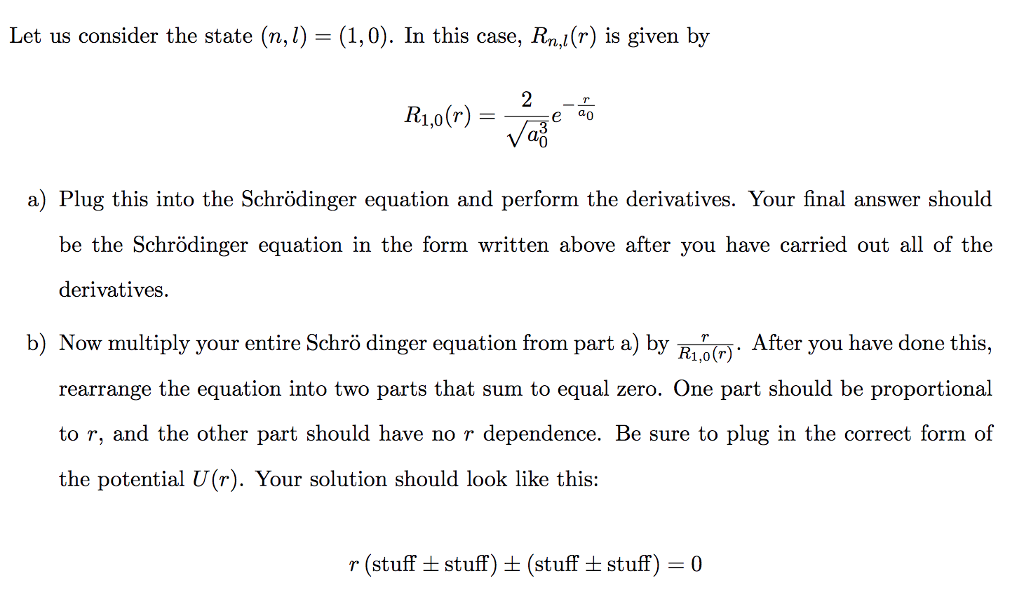 Solved Let us consider the state (n,l)- (1,0). In this case, | Chegg.com