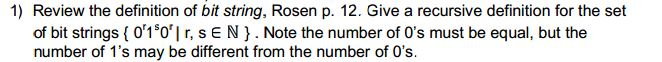Solved Definition Of Bit String Give Recursive Defition 6481