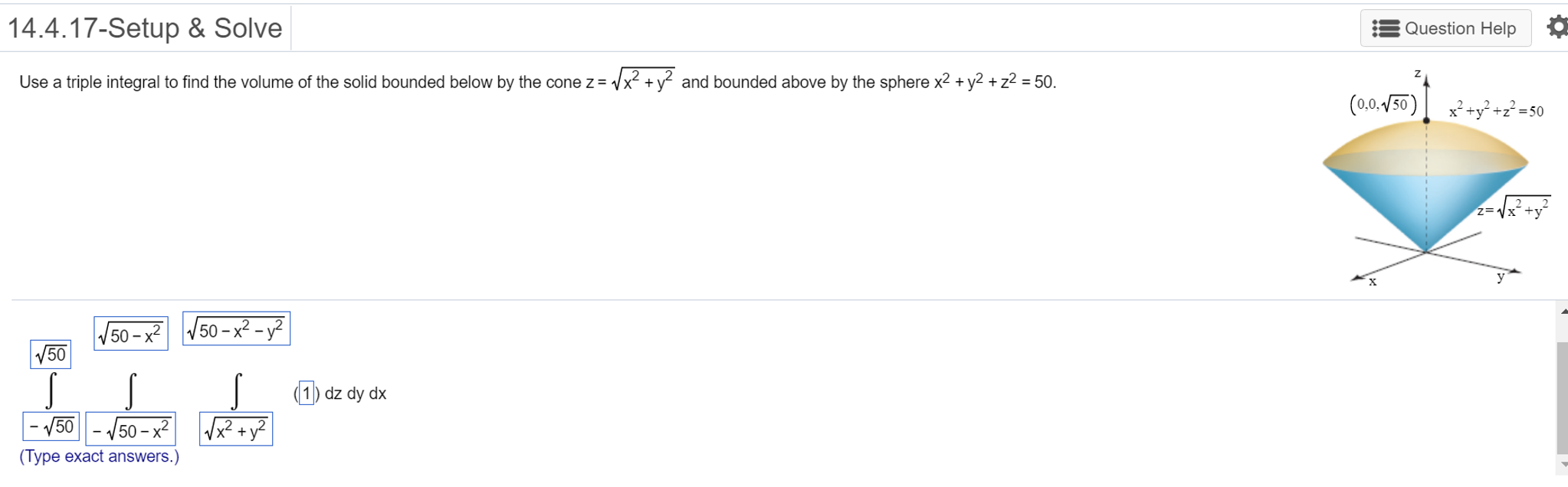 Solved Use a triple integral to find the volume of the solid | Chegg.com