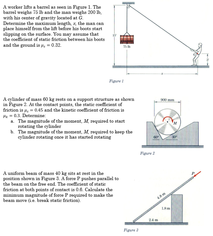 Solved A worker lifts a barrel as seen in Figure 1. The | Chegg.com