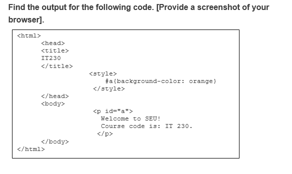 Solved Find the output for the following code. [Provide a | Chegg.com