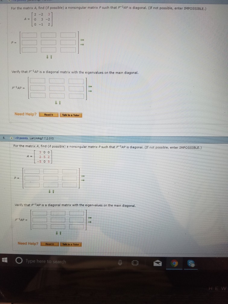 Solved For the matrix A, find (if possible) a nonsingular | Chegg.com