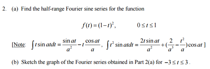 Solved Find the half-range Fourier sine series for the | Chegg.com