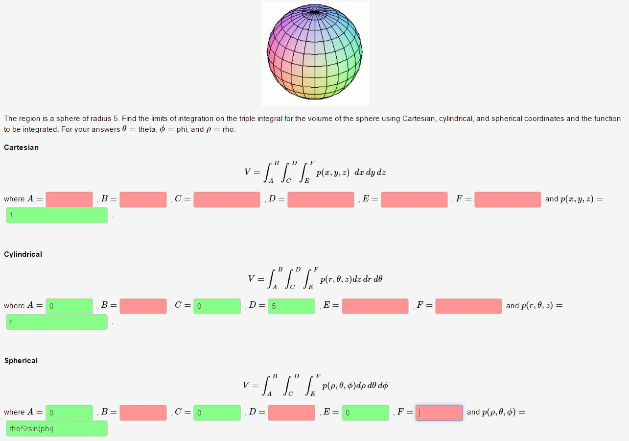Solved The region is a sphere of radius 5. Find the limits | Chegg.com