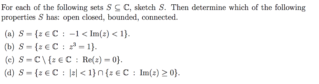 Solved For each of the following sets S C, sketch S. Then | Chegg.com