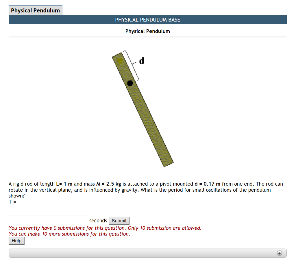 Solved Physical Pendulum PHYSICAL PENDULUM BASE Physical | Chegg.com