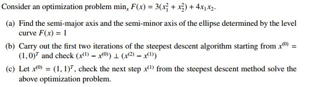 Solved Consider an optimization problem min_x F(x) = 3(x^2_1 | Chegg.com