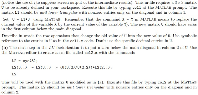 LAB 3: LU Decomposition and Determinants In this lab | Chegg.com