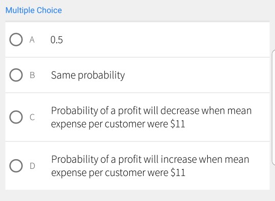 Solved (b) What if the mean expense per customer were $11 | Chegg.com
