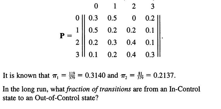 Solved It is known that pi_1, = 119/379 = 0.3140 and pi_2 | Chegg.com