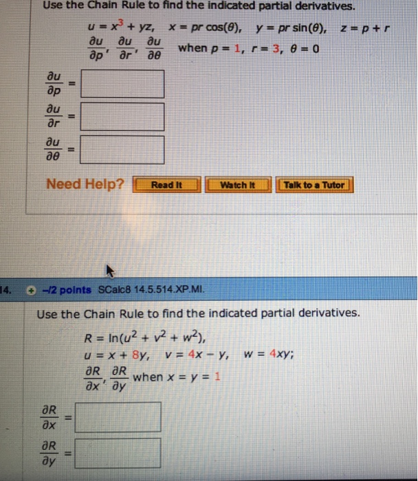 Solved Use the Chain Rule to find the indicated partial | Chegg.com