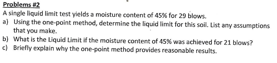 Solved A single liquid limit test yields a moisture content | Chegg.com