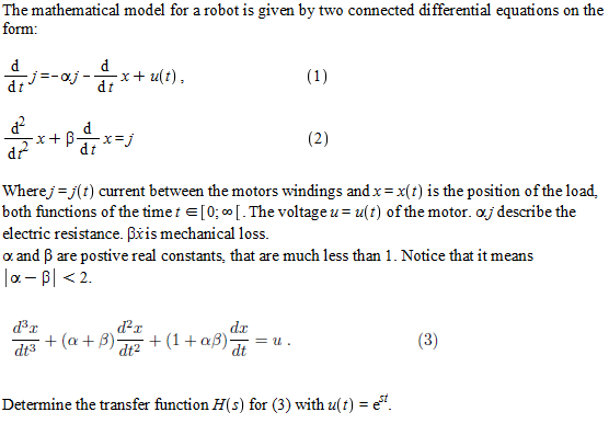 Solved The mathematical model for a robot is given by two | Chegg.com