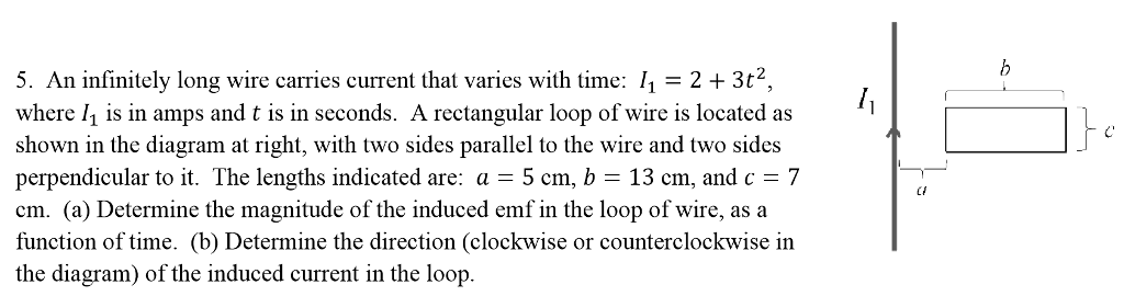 Solved An infinitely long wire carries current that varies | Chegg.com
