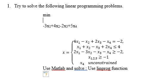 Solved 1. Try to solve the following linear programming | Chegg.com