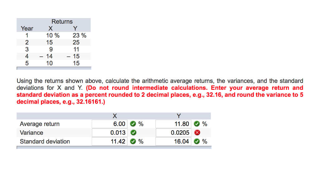 Solved Using the returns shown above, calculate the | Chegg.com Solved Using the returns shown above, calculate the | Chegg.com