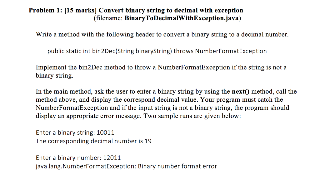 Solved Problem 1 15 Marks Convert Binary String To Decimal