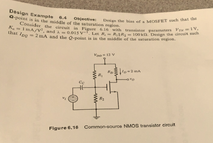 Solved Design the bias of a MOSFET such that the Q-point is | Chegg.com