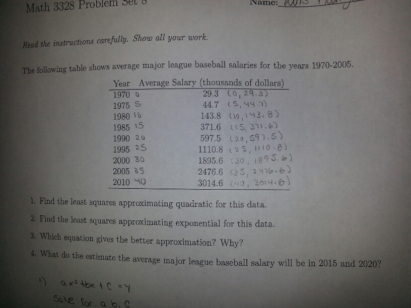 Solved Read the instructions carefully. Show all your work. | Chegg.com