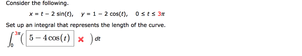 Solved Consider the following. x = t-2 sin(t), y = 1-2 | Chegg.com