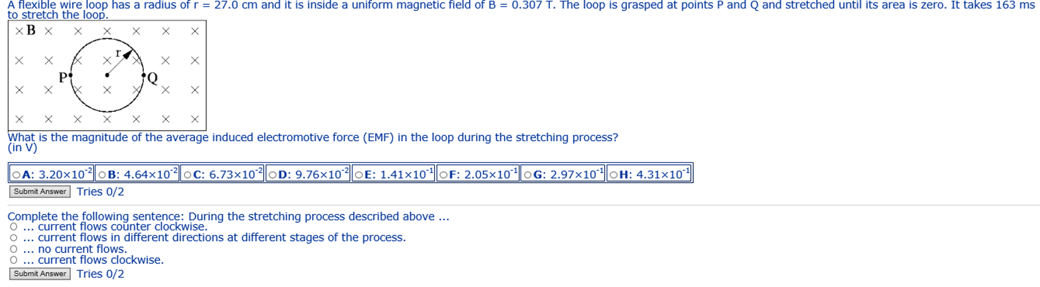Solved A flexible wire loop has a radius of r = 27.0 cm and | Chegg.com