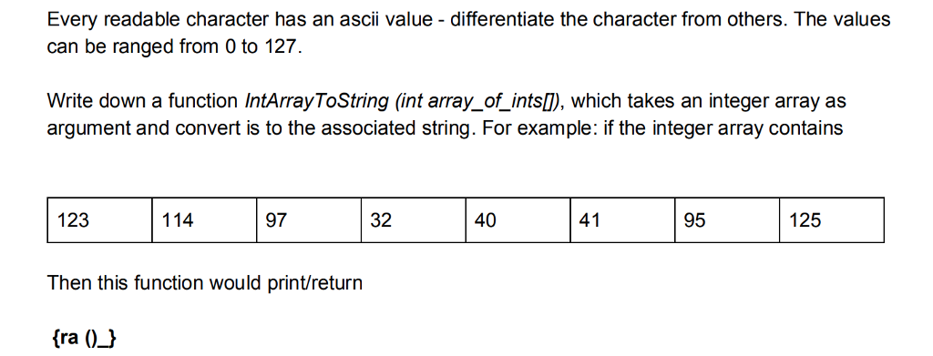Solved Every readable character has an ascii value - | Chegg.com