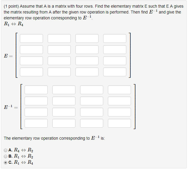 Solved Assume that A is a matrix with four rows. Find the | Chegg.com