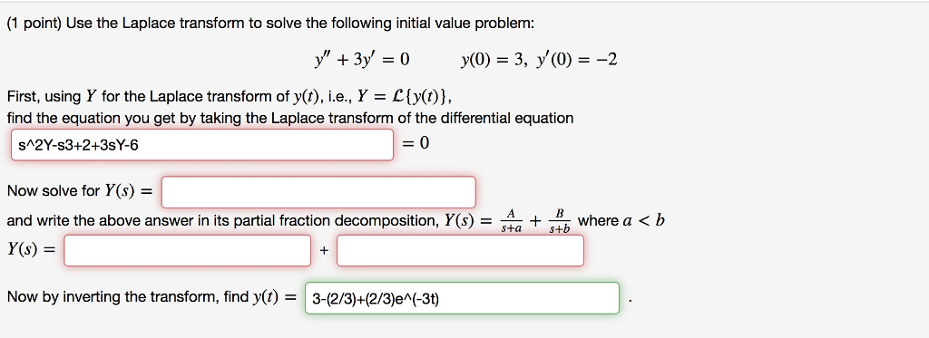 Solved Use the Laplace transform to solve the following | Chegg.com