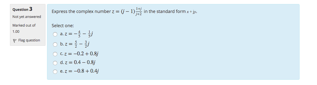 Solved Express the complex number z = (j - 1) 1 + j/j + 2 | Chegg.com