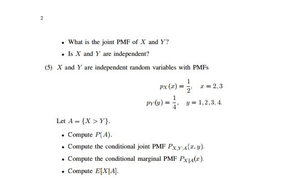 What is the joint PMF of X and Y? Is X and Y are | Chegg.com