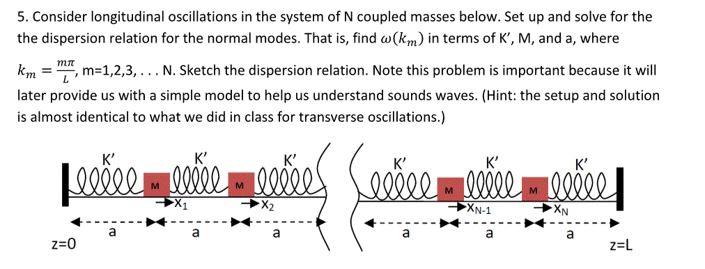 5. Consider longitudinal oscillations in the system | Chegg.com