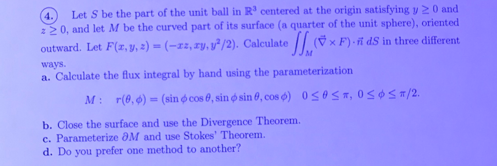 Solved (A) Let S be the part of the unit ball in R3 centered | Chegg.com