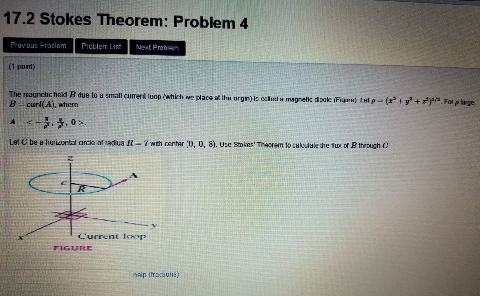 Solved 17.2 Stokes Theorem: Problem 4 Previous Problem | Chegg.com