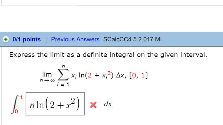 Solved Express the limit as a definite integral on the given | Chegg.com