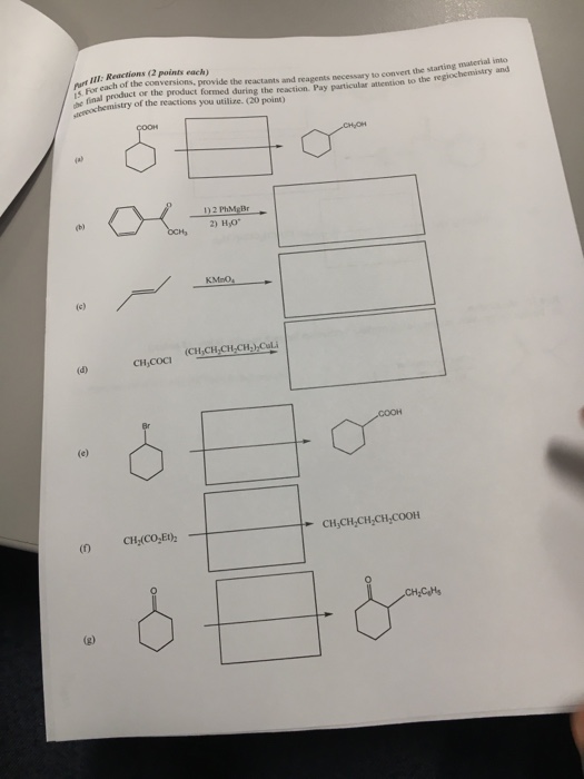 Solved For each of the conversions, provide the reactants | Chegg.com