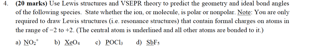 Solved Use Lewis structures and VSEPR theory to predict the | Chegg.com