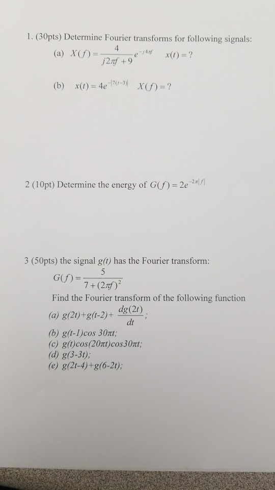 Solved Determine Fourier transforms for following signals: | Chegg.com