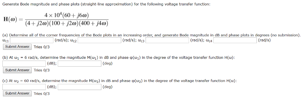 Solved Generate Bode magnitude and phase plots | Chegg.com