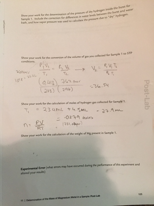 Solved Determination of the Mass of Magnesium Metal in a | Chegg.com