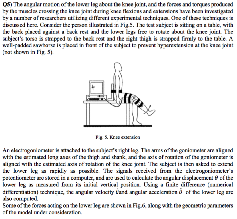 Solved Q5) The angular motion of the lower leg about the | Chegg.com