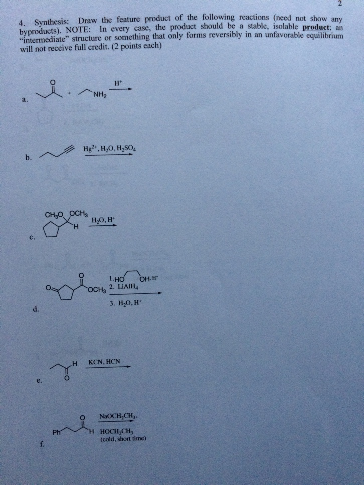 Solved 4. synthesis: Draw the feature product of the | Chegg.com