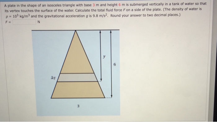 Solved A plate in the shape of an isosceles triangle with | Chegg.com
