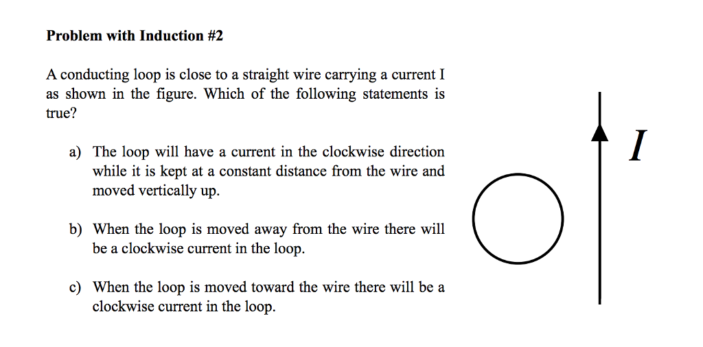 Solved Problem with Induction #2 A conducting loop is close | Chegg.com