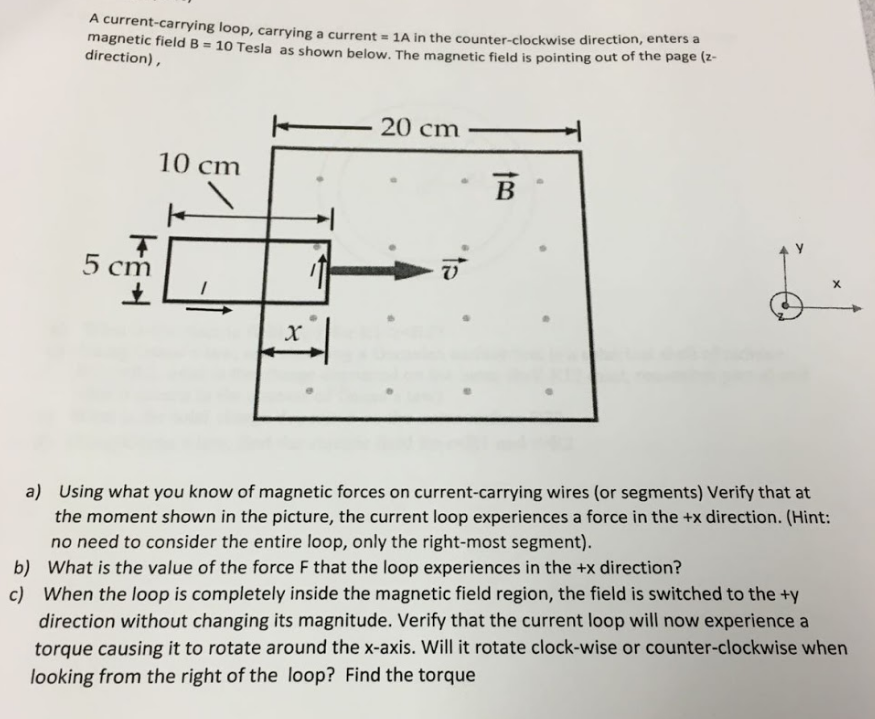 Solved A current-carrying loop, carrying a current = 1 A in | Chegg.com