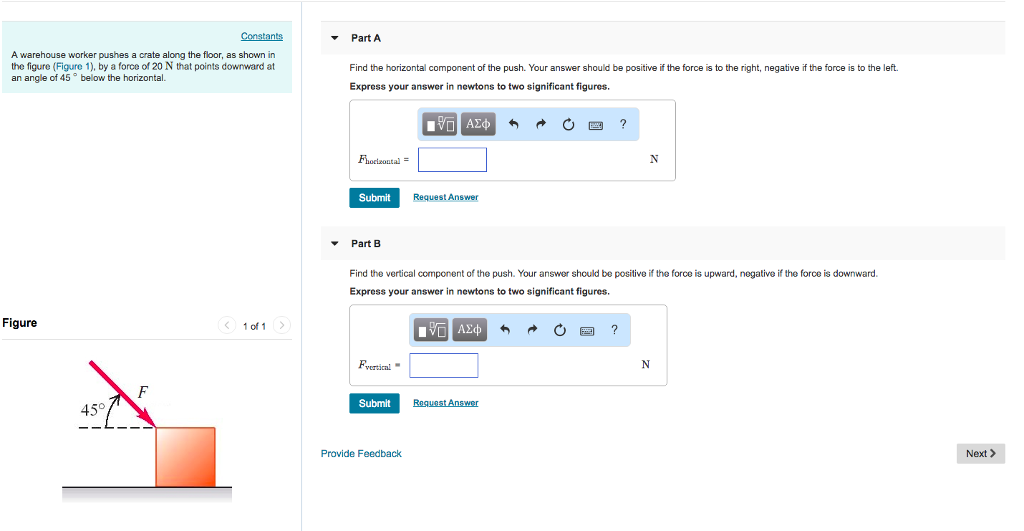 Solved Constants Part A A warehouse worker pushes a crate | Chegg.com