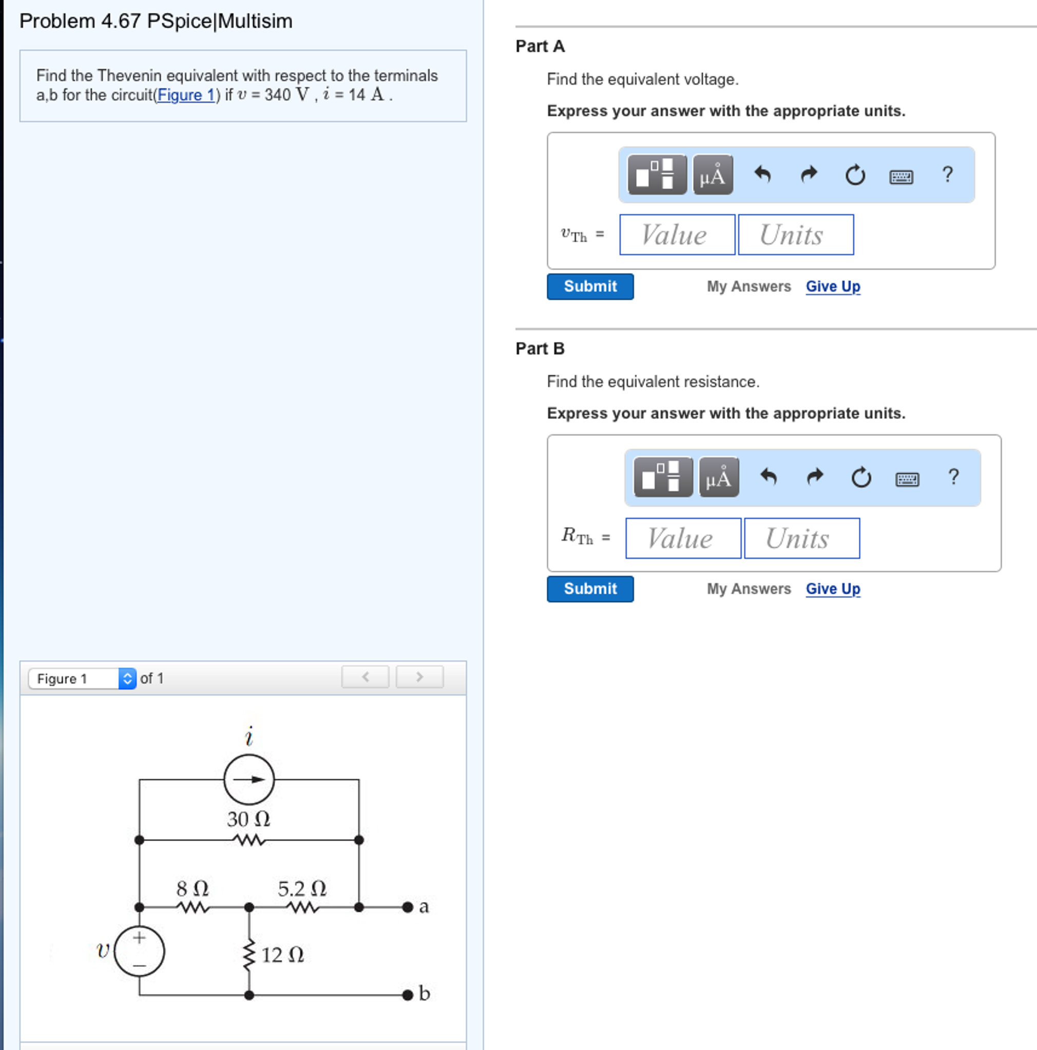 Solved Find the Thevenin equivalent with respect to the | Chegg.com
