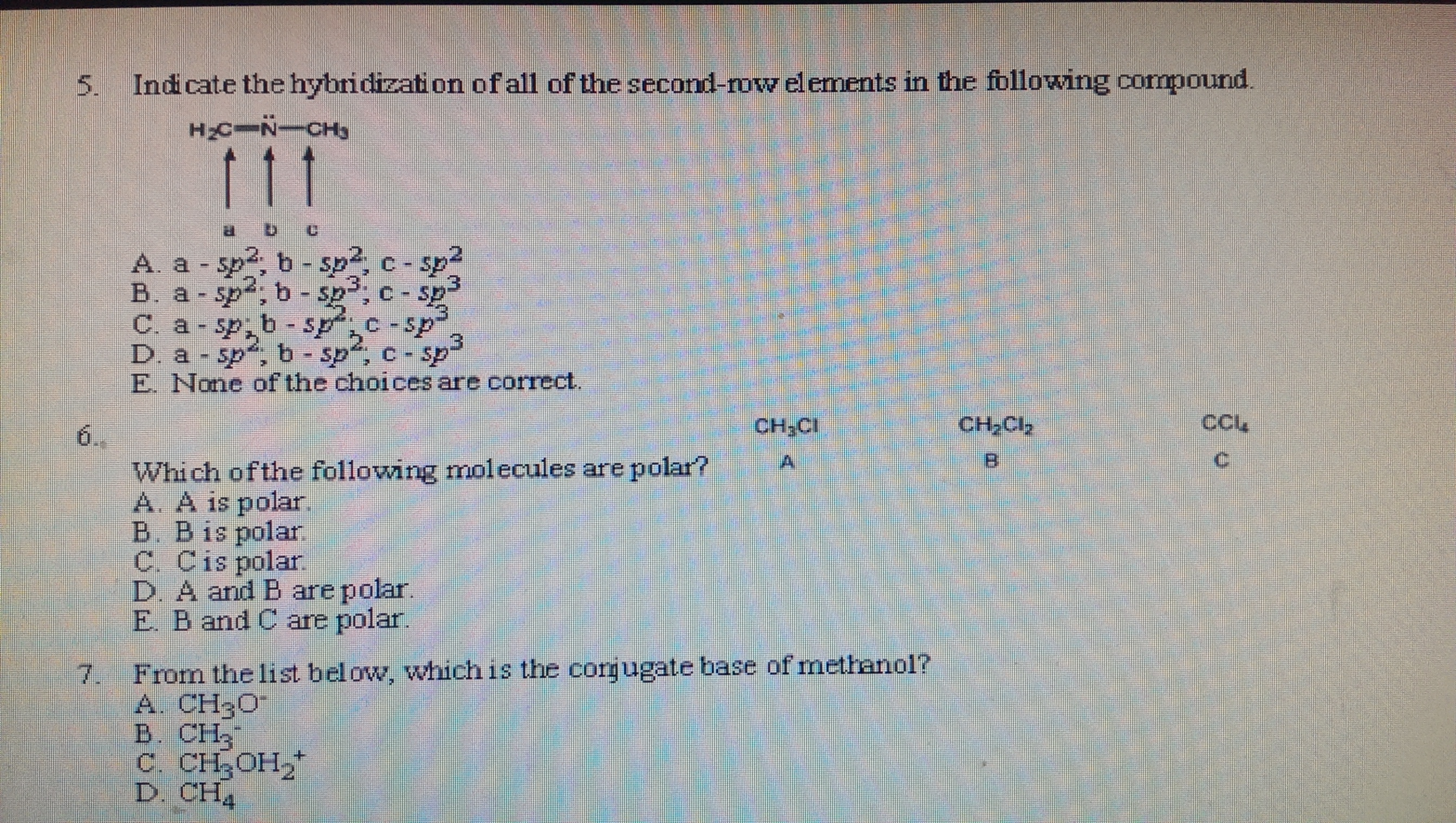Solved Indicate the hybridization of all of the second-row | Chegg.com