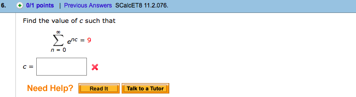 Solved 6. 0/1 points | Previous Answers SCalcET8 11.2.076 | Chegg.com