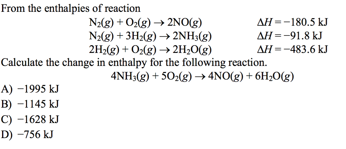 Solved From the enthalpies of reaction N2(g) + O2(g) | Chegg.com