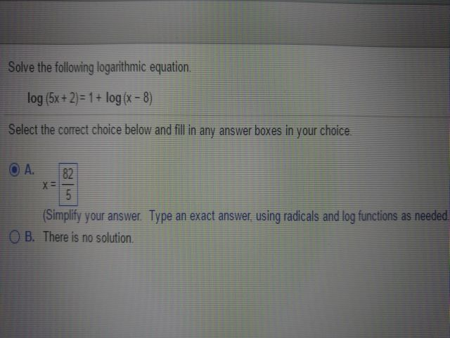 Solved Solve the following logarithmic equation log (5x + | Chegg.com